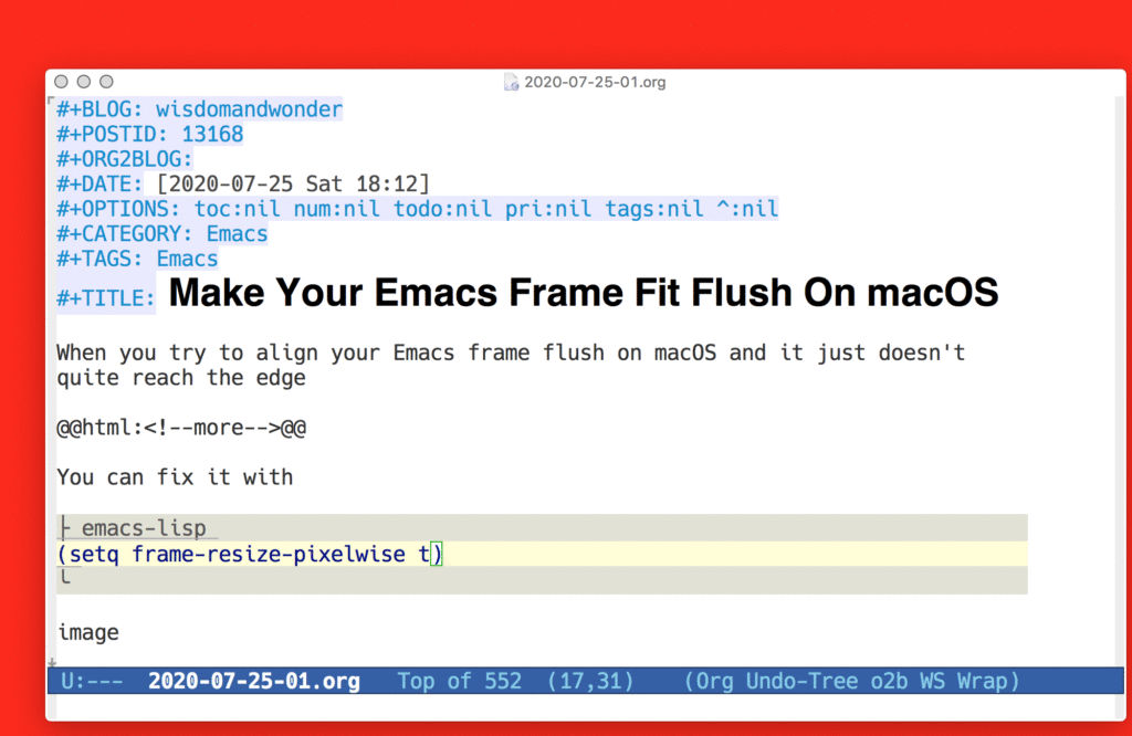 Make Your Emacs Frame Fit Flush On macOS – Wisdom And Wonder